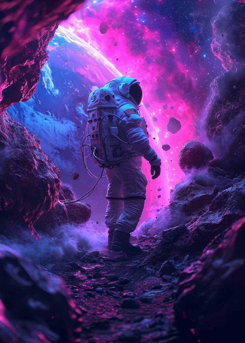 'Lost Astronaut in Galaxy' Poster, picture, metal print, paint by ...
