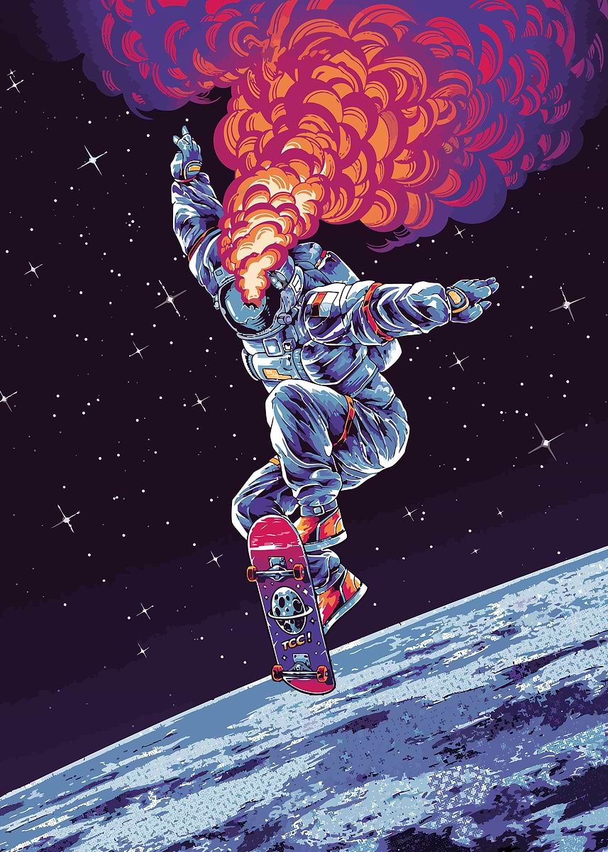 'The Space Skater' Poster, picture, metal print, paint by Keiji ...