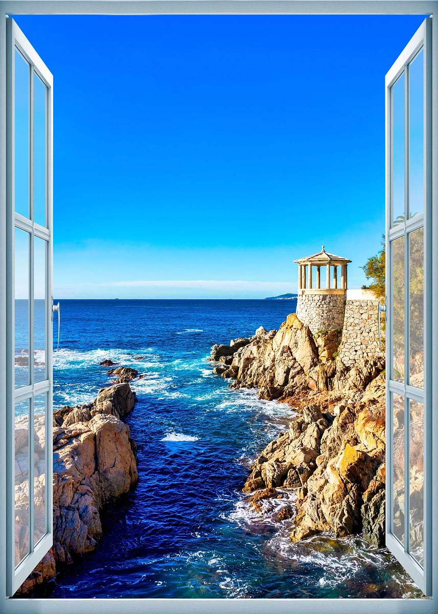 'Window view sea landscape' Poster, picture, metal print, paint by ...