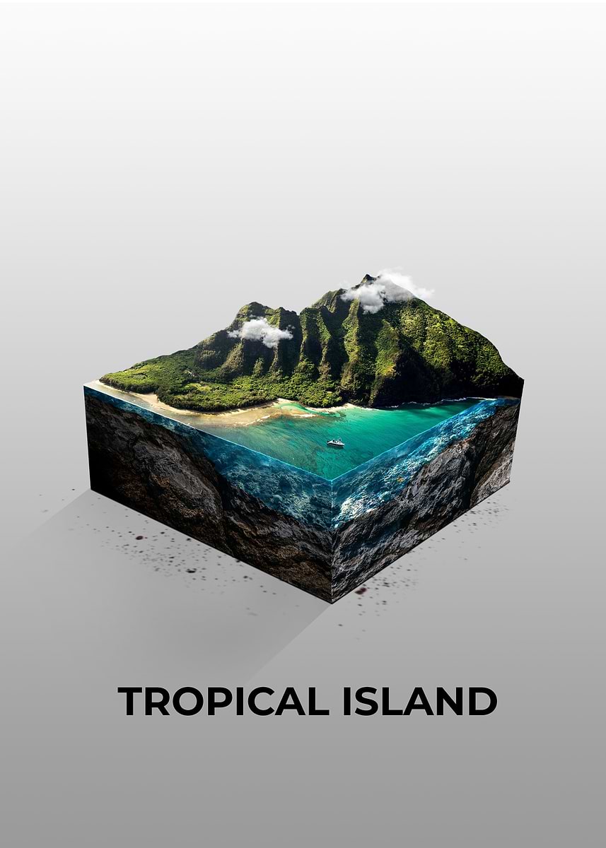 'Tropical Island' Poster, picture, metal print, paint by Juanre Retief ...