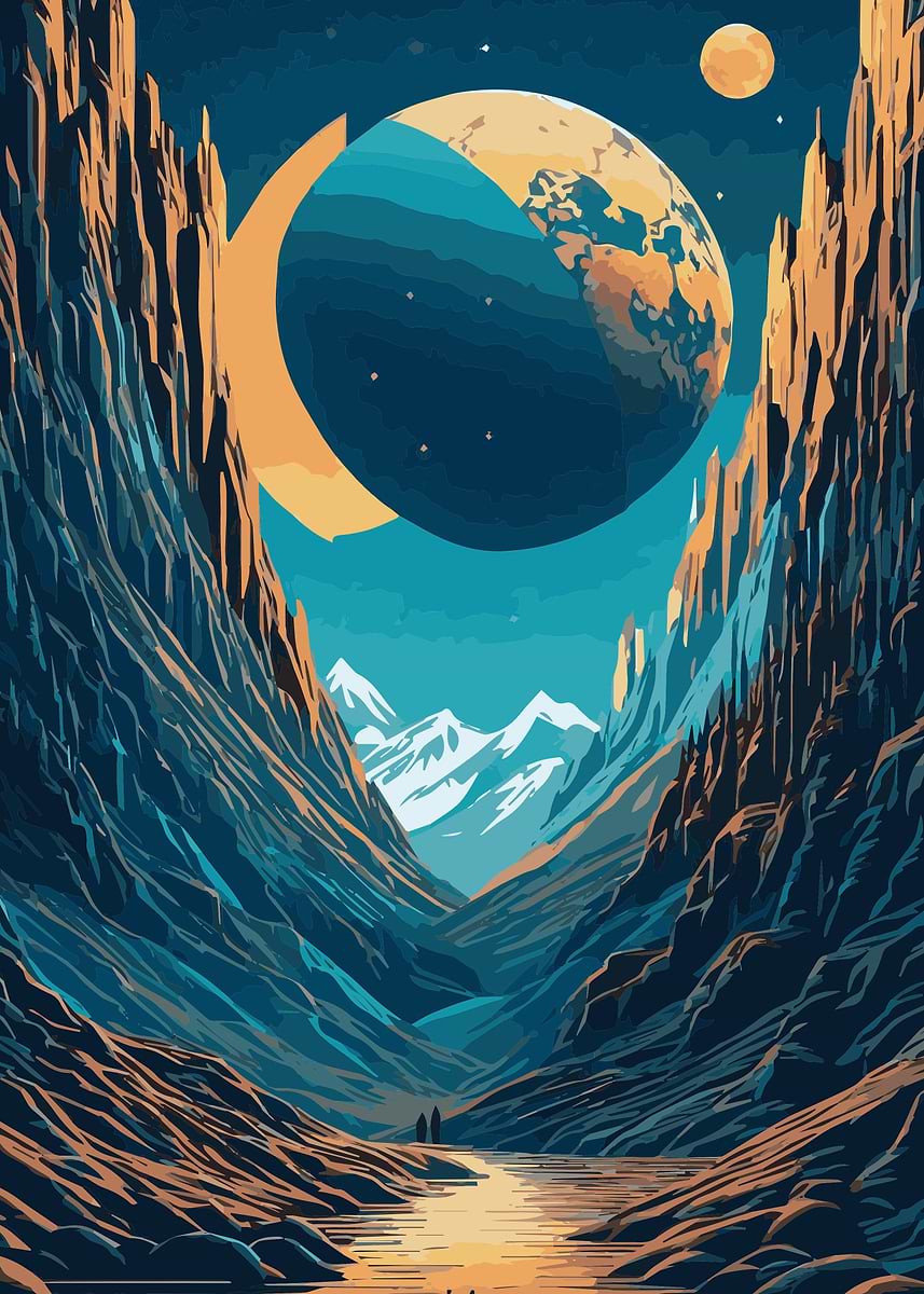 'Abstract Moon Earth 7' Poster, picture, metal print, paint by Maricris ...