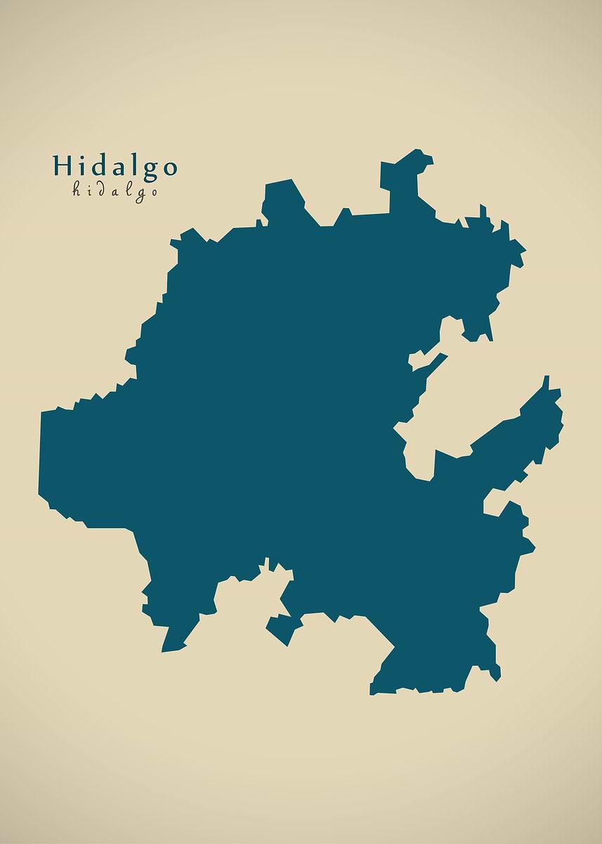 'Hidalgo Mexico map' Poster, picture, metal print, paint by Ingo ...