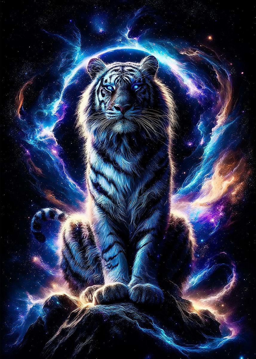 'Cosmic Tiger' Poster, picture, metal print, paint by Ruisu | Displate