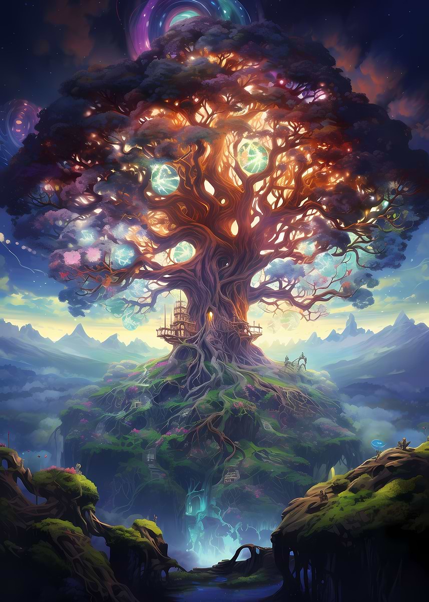'Cosmic Galaxy Tree of Life' Poster, picture, metal print, paint by ...