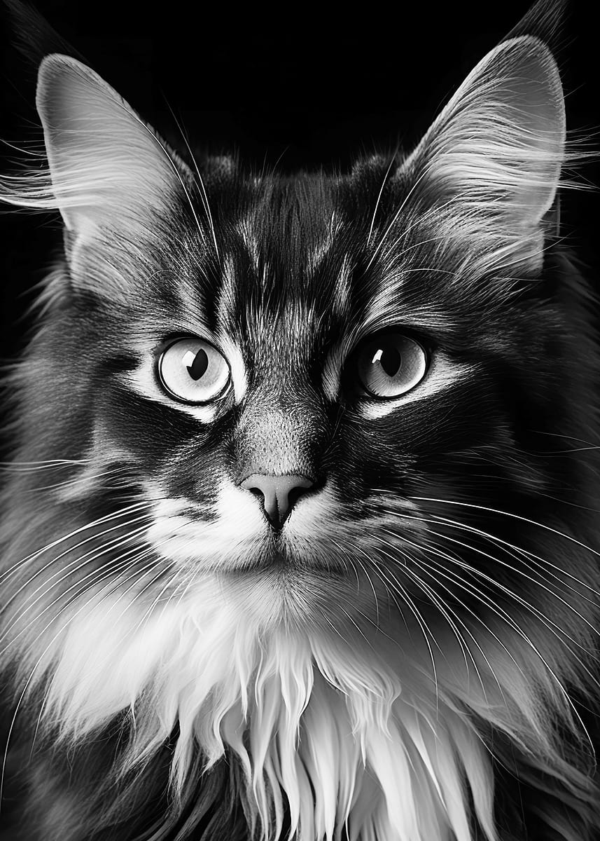 'Bnw Cool Cat' Poster, picture, metal print, paint by Ray Faye | Displate