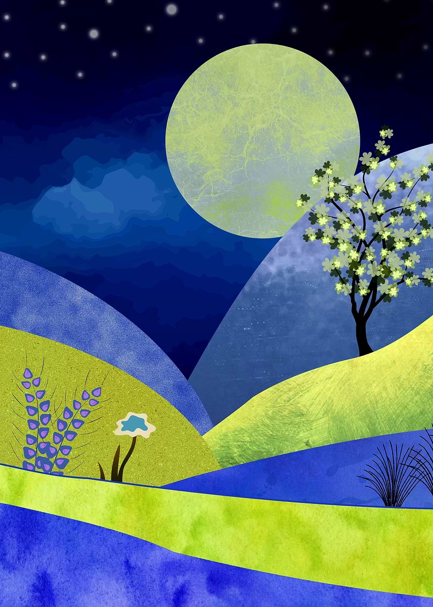 'Spring Moonrise' Poster, picture, metal print, paint by Esskay Designs ...