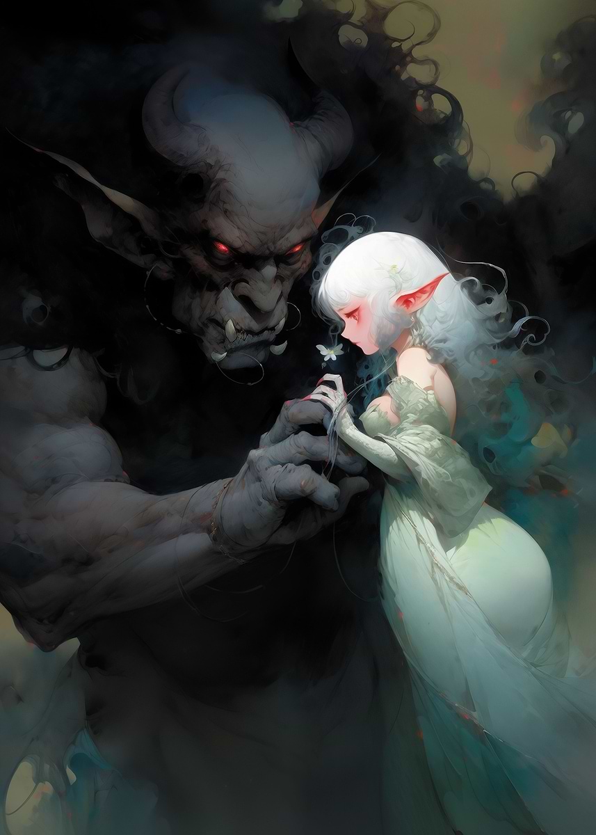 'Demon and Fairy' Poster, picture, metal print, paint by Tokaba art ...