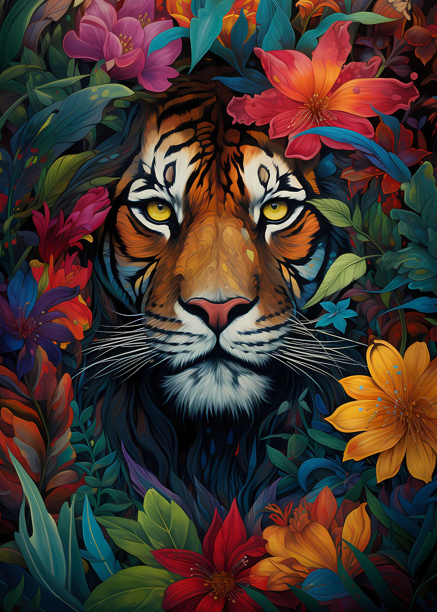 'Colorful Wildlife Tiger' Poster, picture, metal print, paint by ...