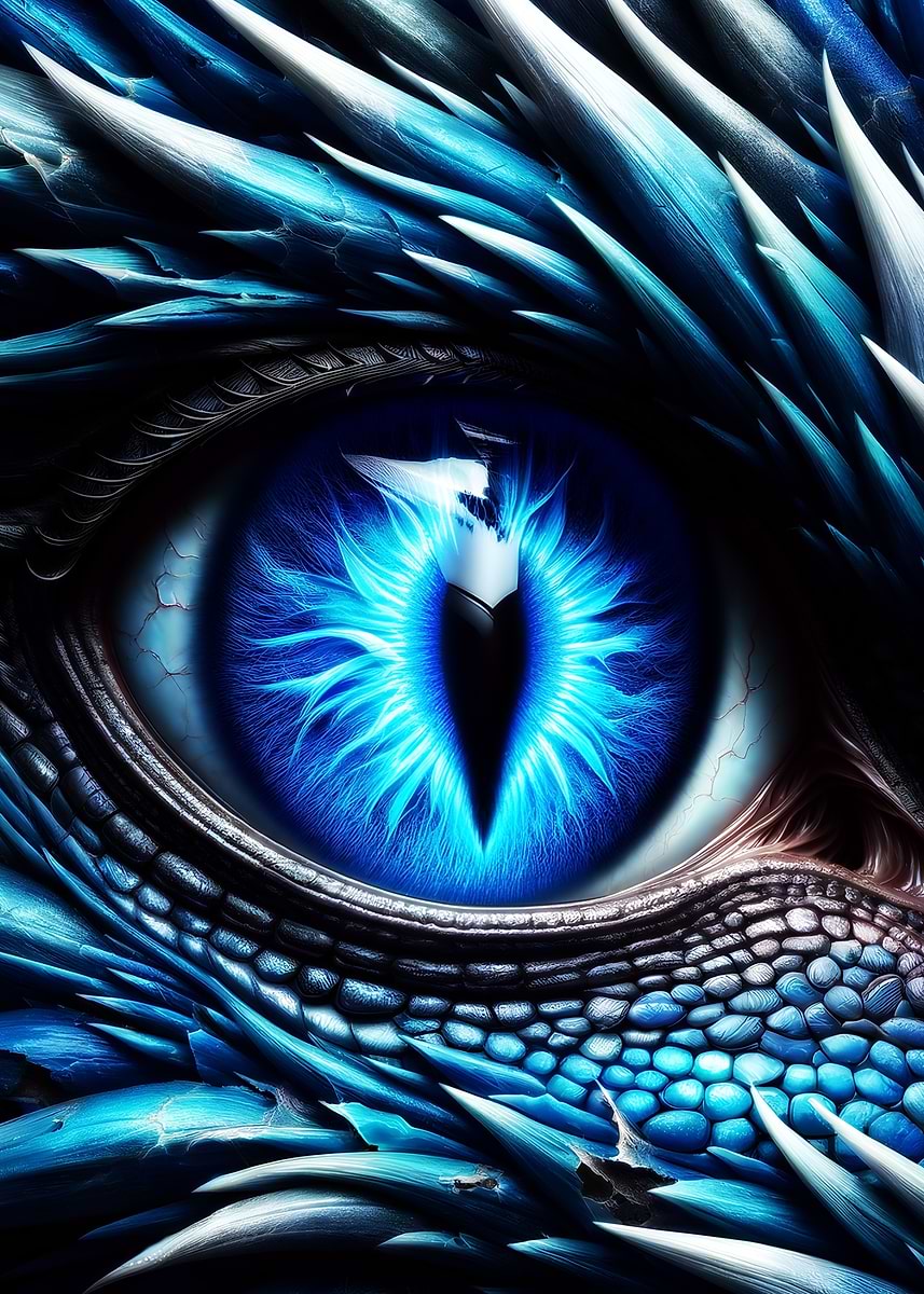 'Blue Dragon Eye' Poster, picture, metal print, paint by MDZ | Displate