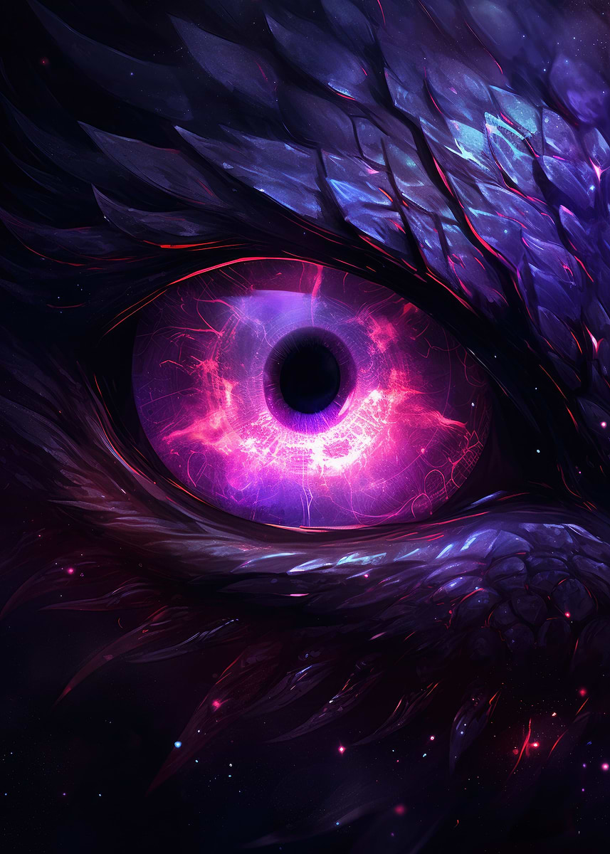 'Purple Dragon Eye' Poster, picture, metal print, paint by Jan | Displate