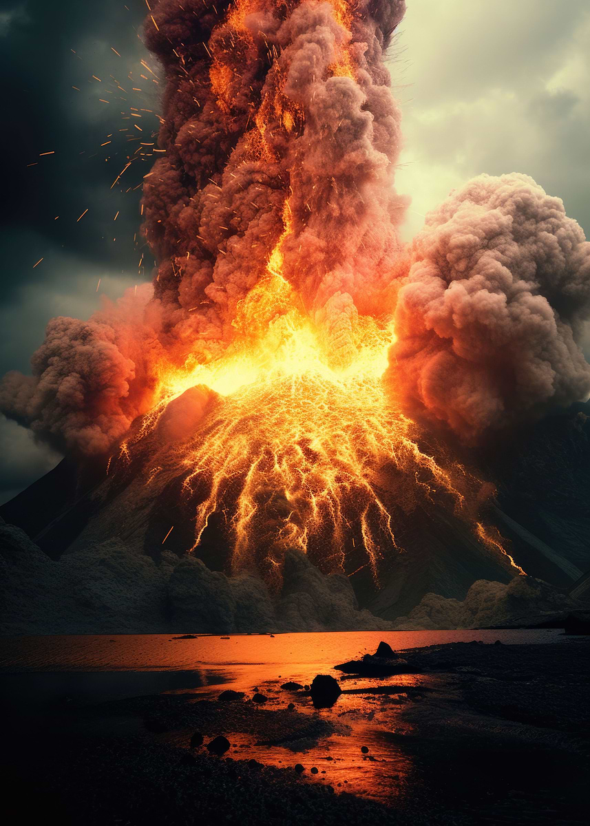 'Volcanic Eruption 3' Poster, picture, metal print, paint by JR ...