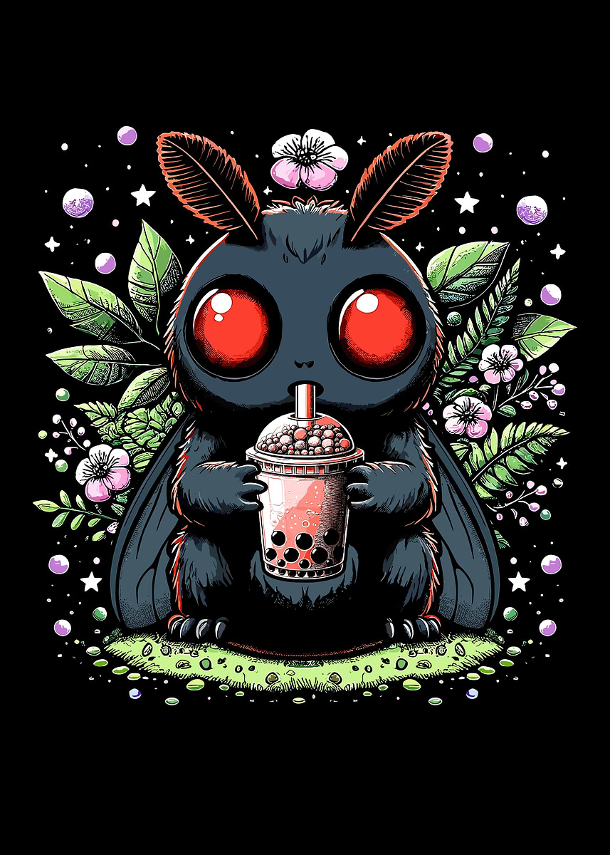 'Mothman Bubble Tea' Poster, picture, metal print, paint by ...