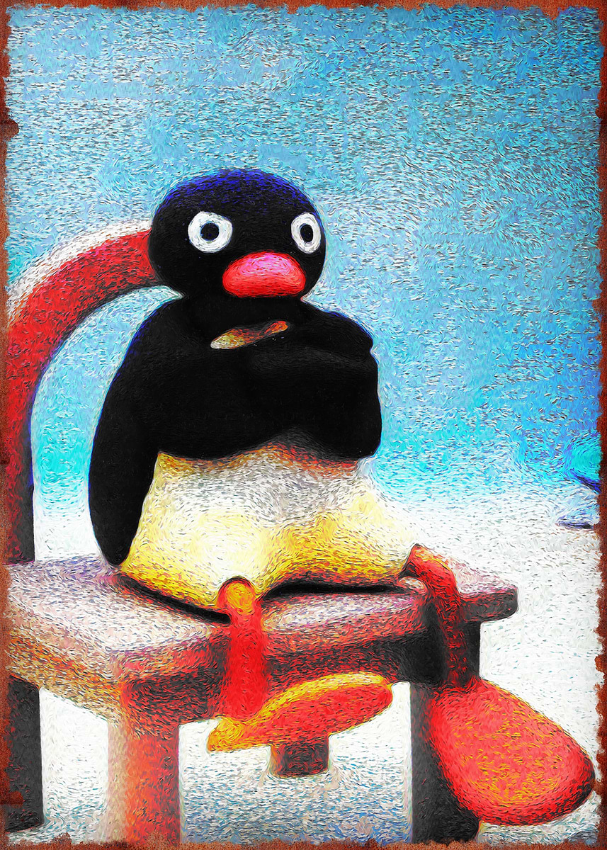 'angry pingu meme' Poster, picture, metal print, paint by Top ...