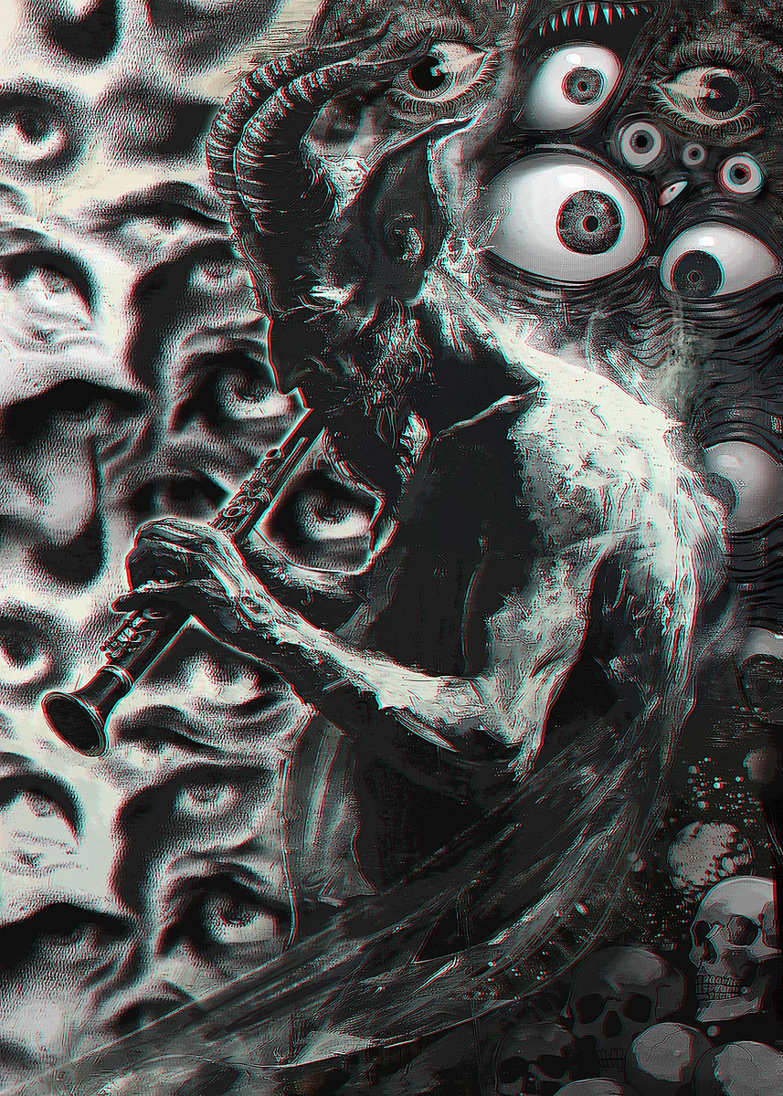 'Devil flute dark fantasy' Poster, picture, metal print, paint by Anass Benktitou | Displate
