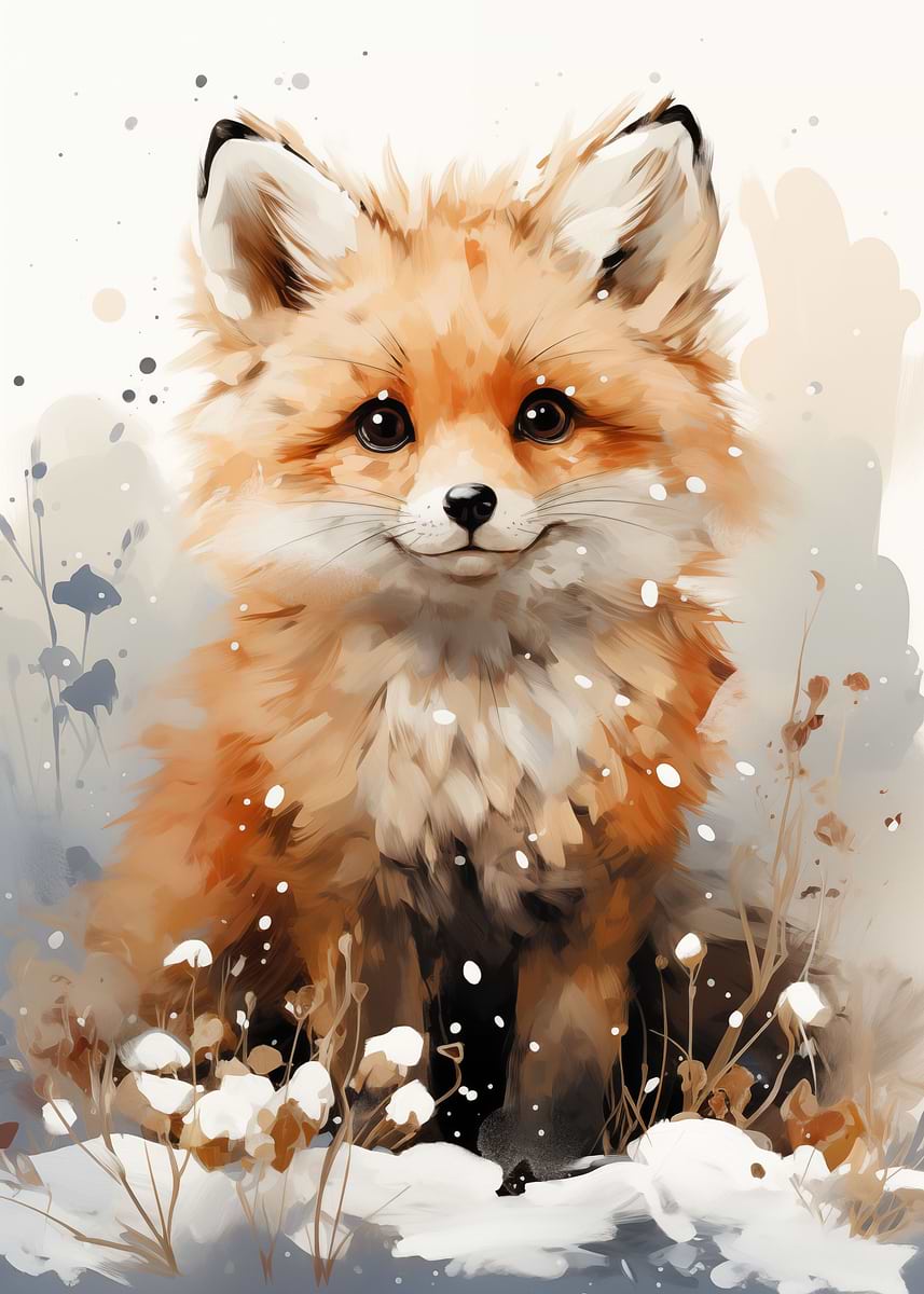 'Baby Fox' Poster, picture, metal print, paint by JR Artworks | Displate