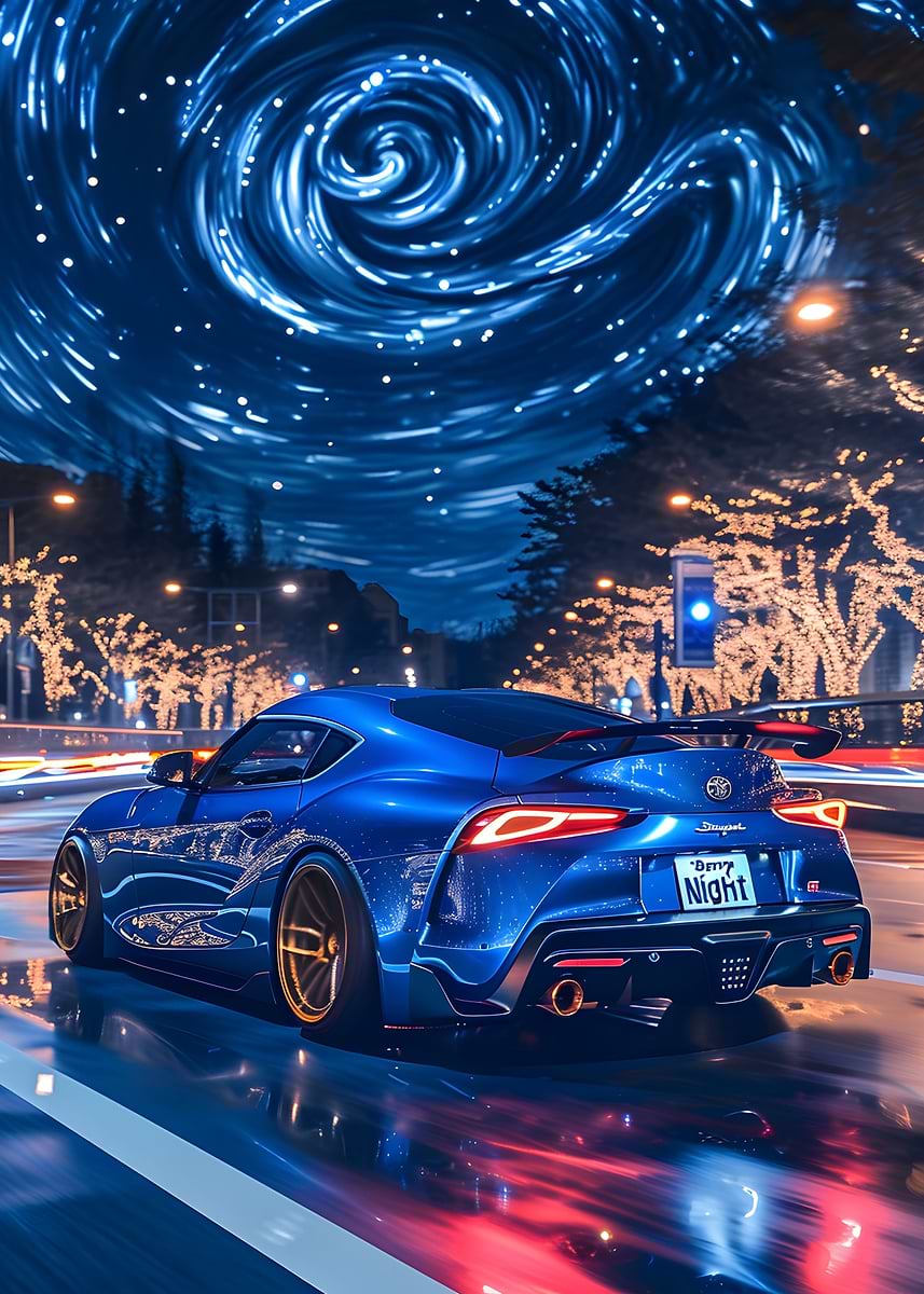 'Toyota Supra Starry Night' Poster, picture, metal print, paint by Mose ...