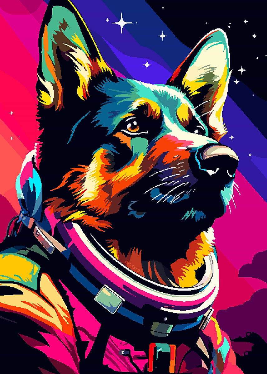 'German Shepherd Astronaut' Poster, picture, metal print, paint by ...