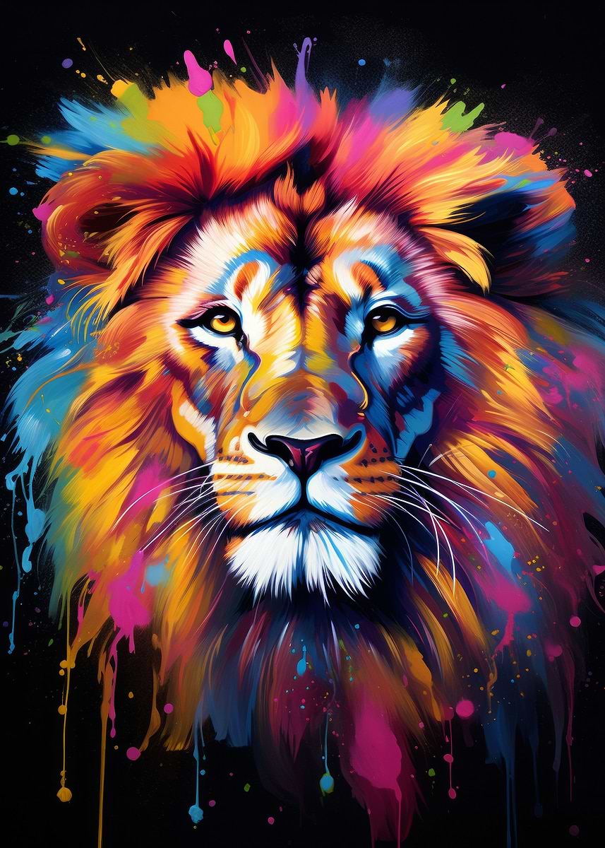 'Lion Color' Poster, picture, metal print, paint by AnHa | Displate