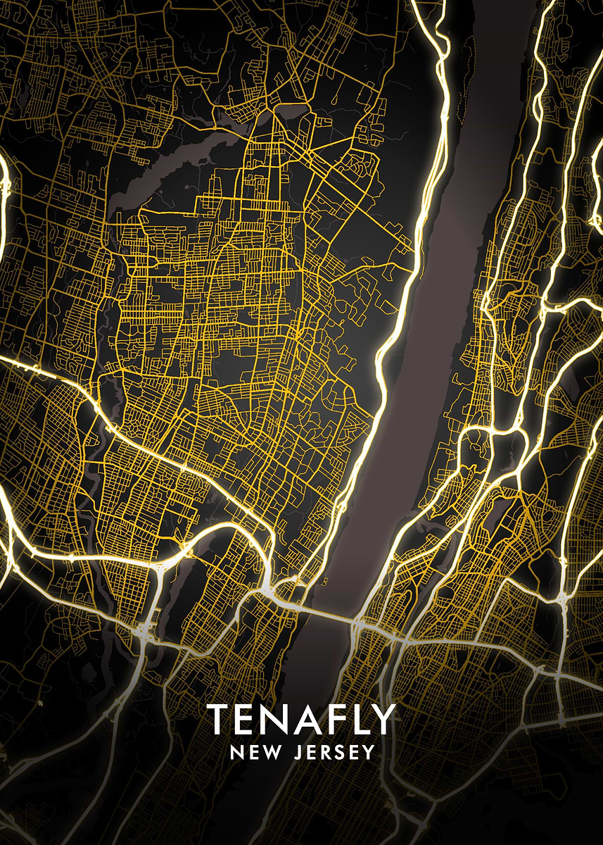 'Tenafly Gold Map' Poster, picture, metal print, paint by Miracle ...