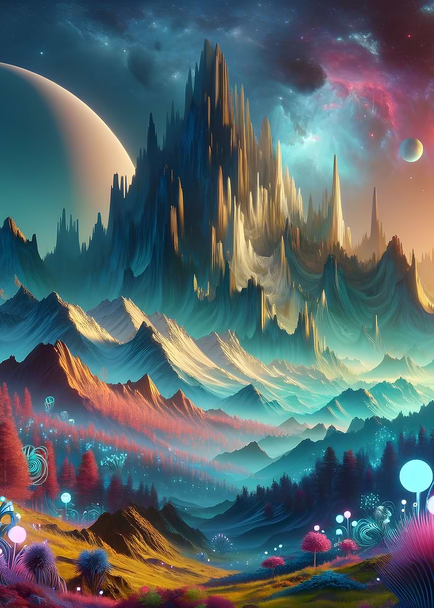 'Surreal Mountain Landscape' Poster, picture, metal print, paint by ...