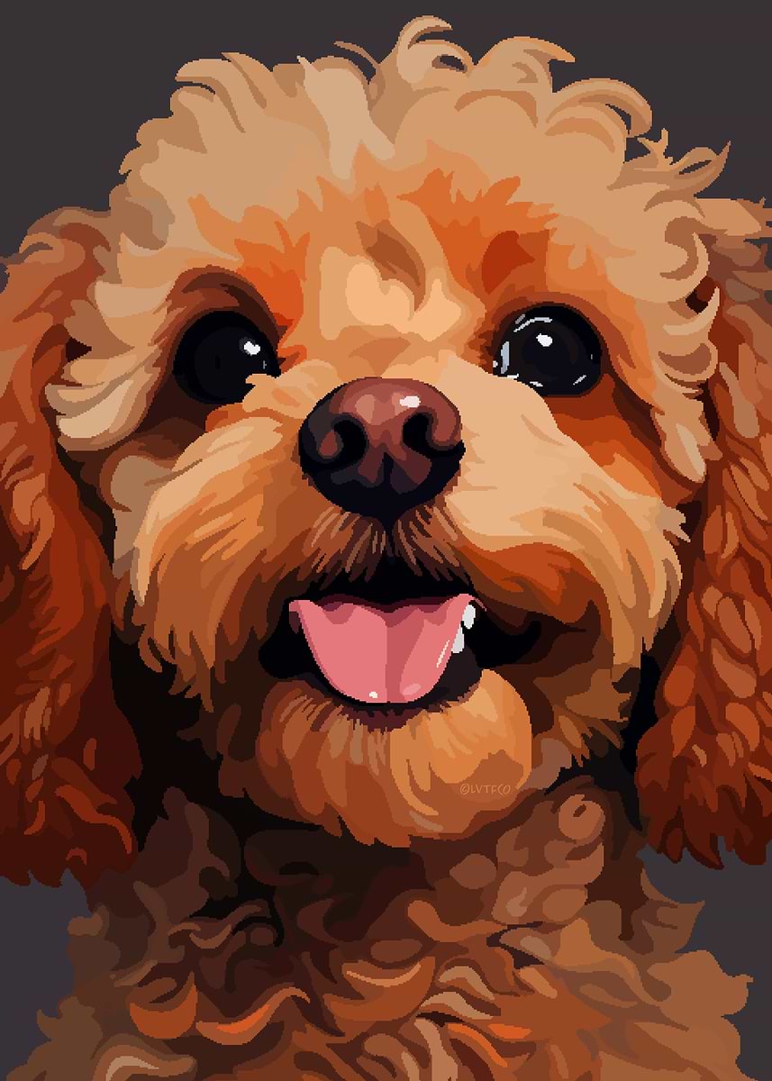 'Cute Poodle Face Pixel Art' Poster, picture, metal print, paint by ...