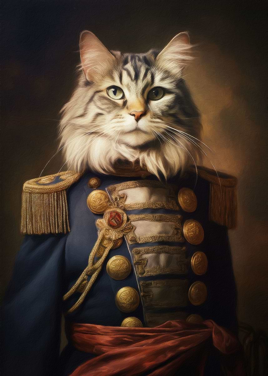 'Royal officer cat' Poster, picture, metal print, paint by goljakoff ...