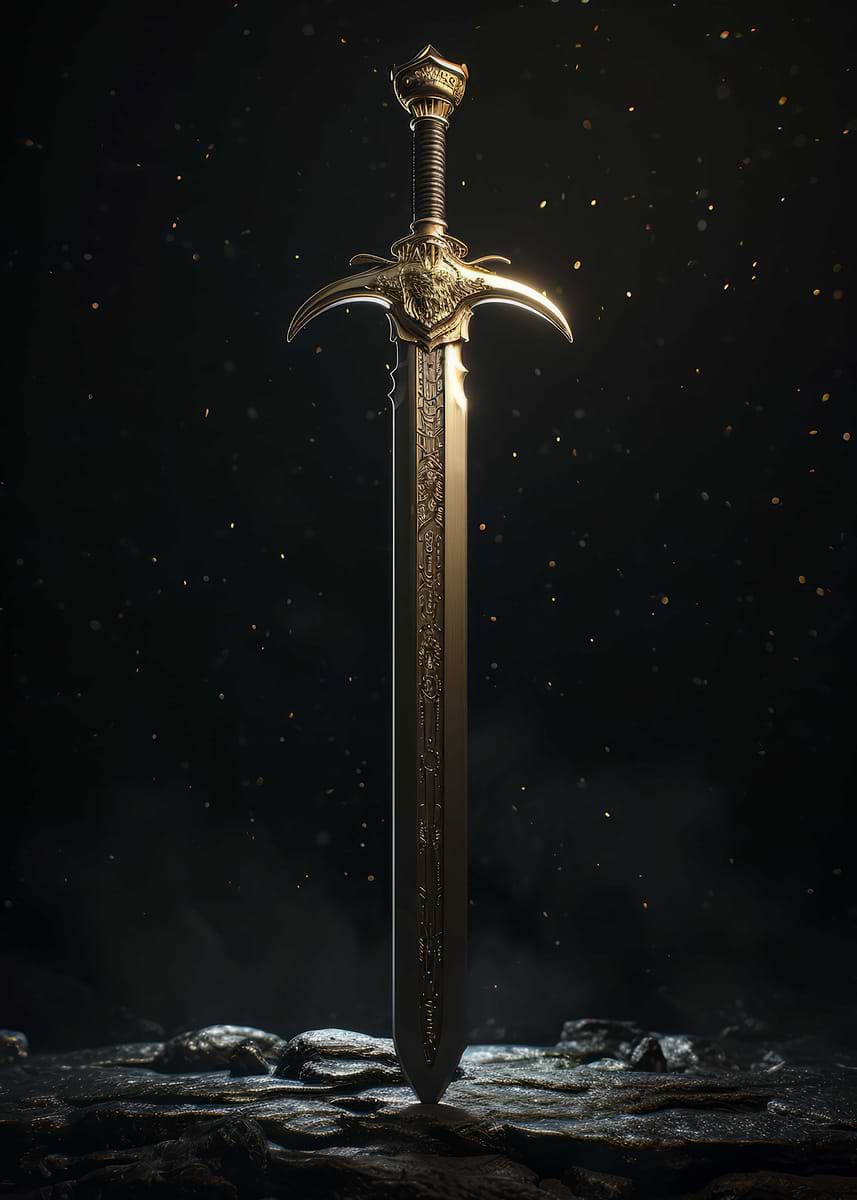 'Dark Gold Warrior Sword' Poster, picture, metal print, paint by Morgan ...
