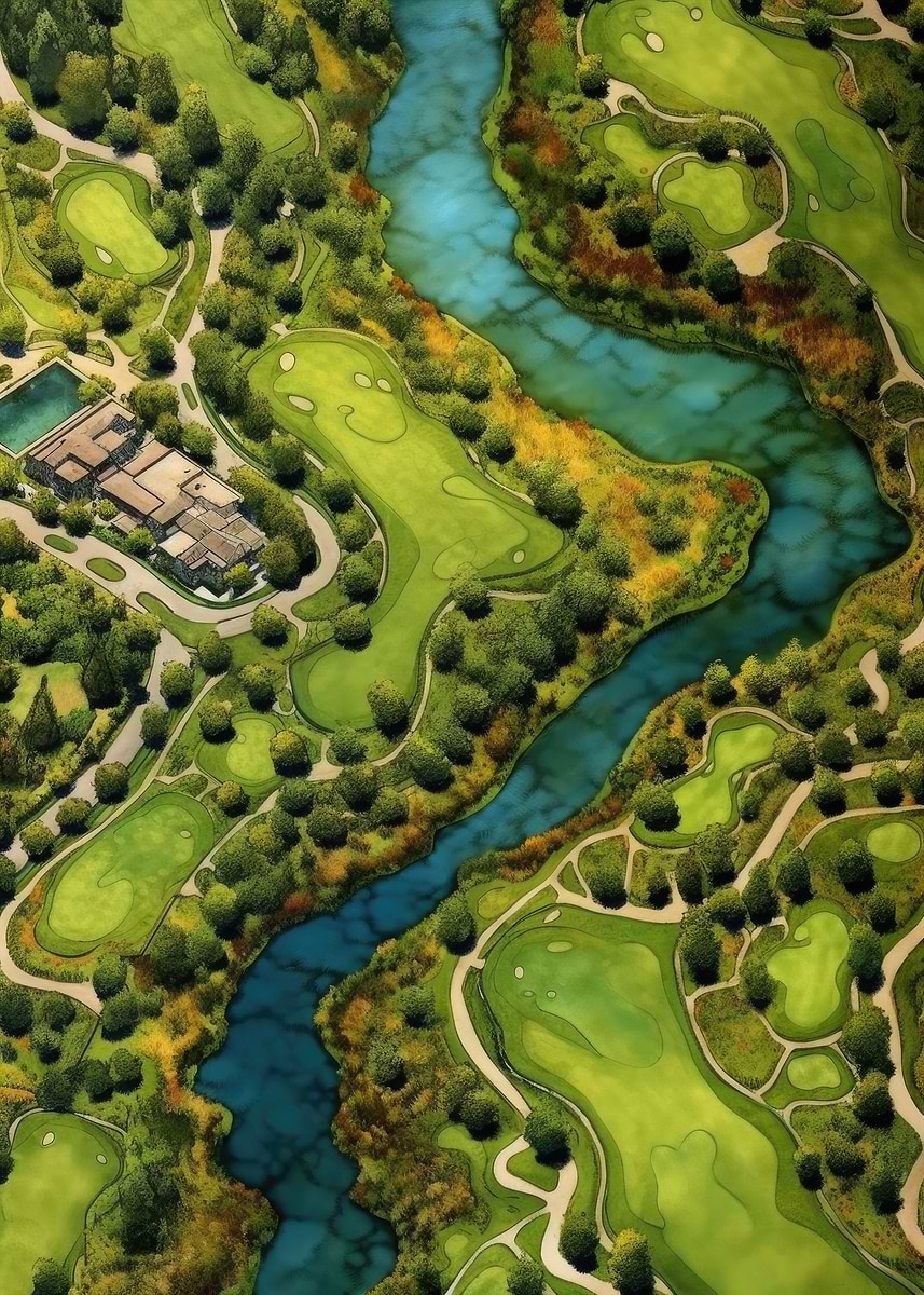 'Golf Course ' Poster, picture, metal print, paint by ELYussArt | Displate