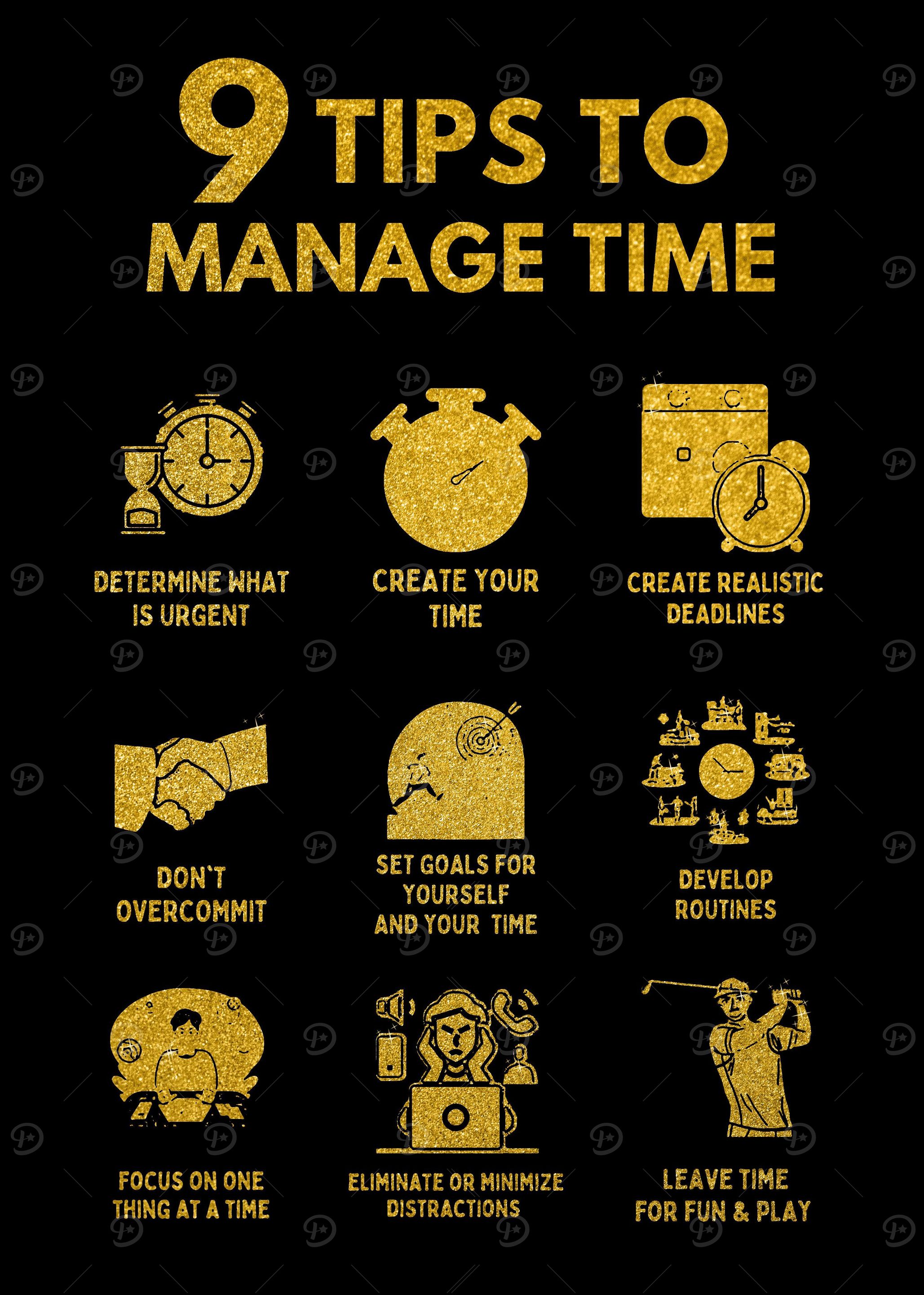'Tips To Manage Time' Poster, picture, metal print, paint by Fanth ...