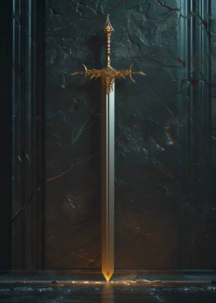 'Sword Dark Gold' Poster, picture, metal print, paint by Morgan Yon ...