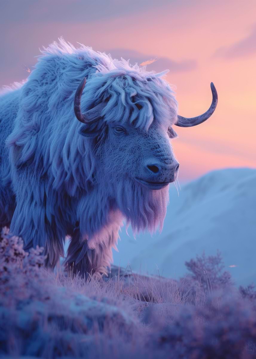 'Yak Aesthetic Sunset' Poster, picture, metal print, paint by Adam Reed ...