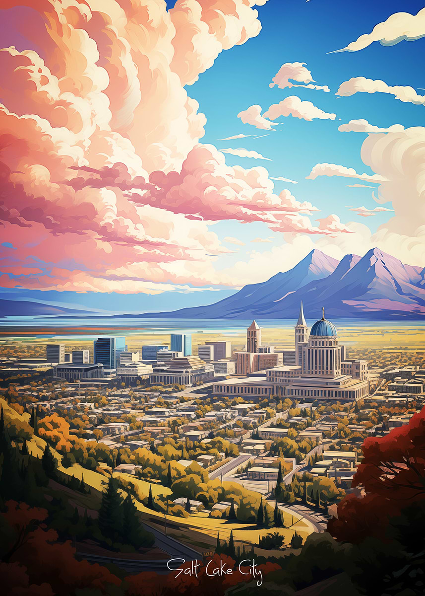 'Visit Salt Lake City' Poster, picture, metal print, paint by Mehdi ...