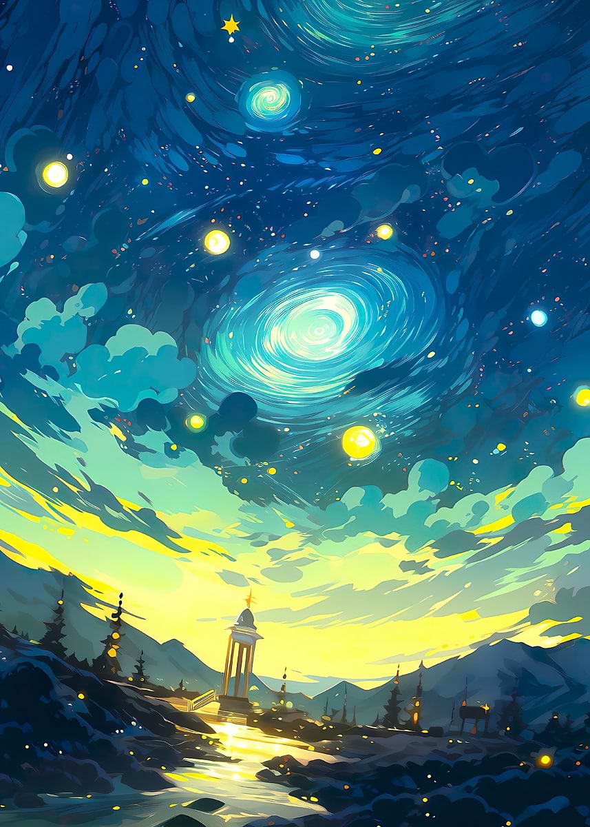 'Van gogh starry night' Poster, picture, metal print, paint by OMEGA ...