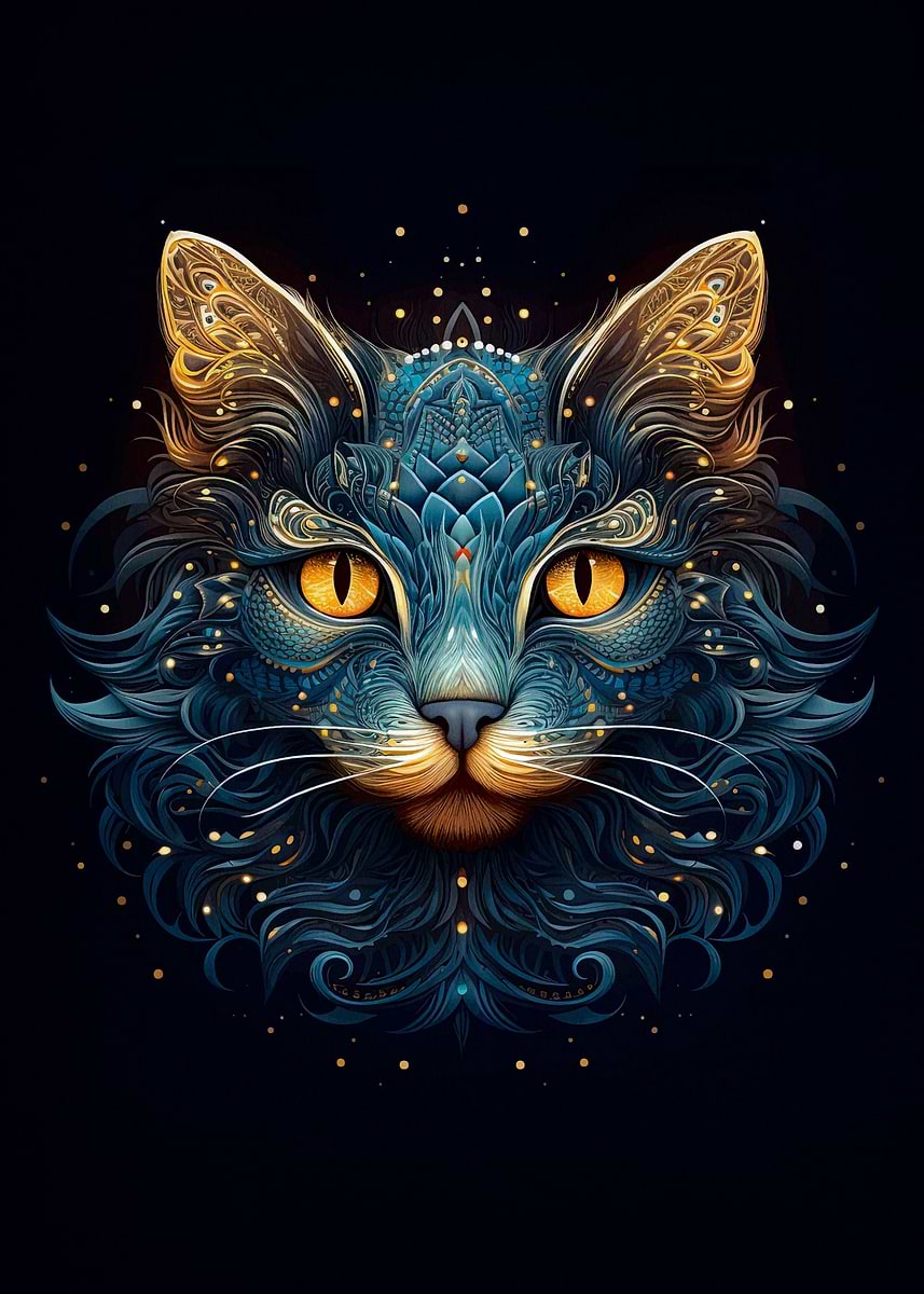 'abstract kintsugi cat ' Poster, picture, metal print, paint by Mikaeel ...