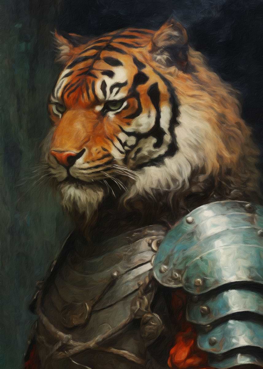'Tiger knight' Poster, picture, metal print, paint by goljakoff | Displate