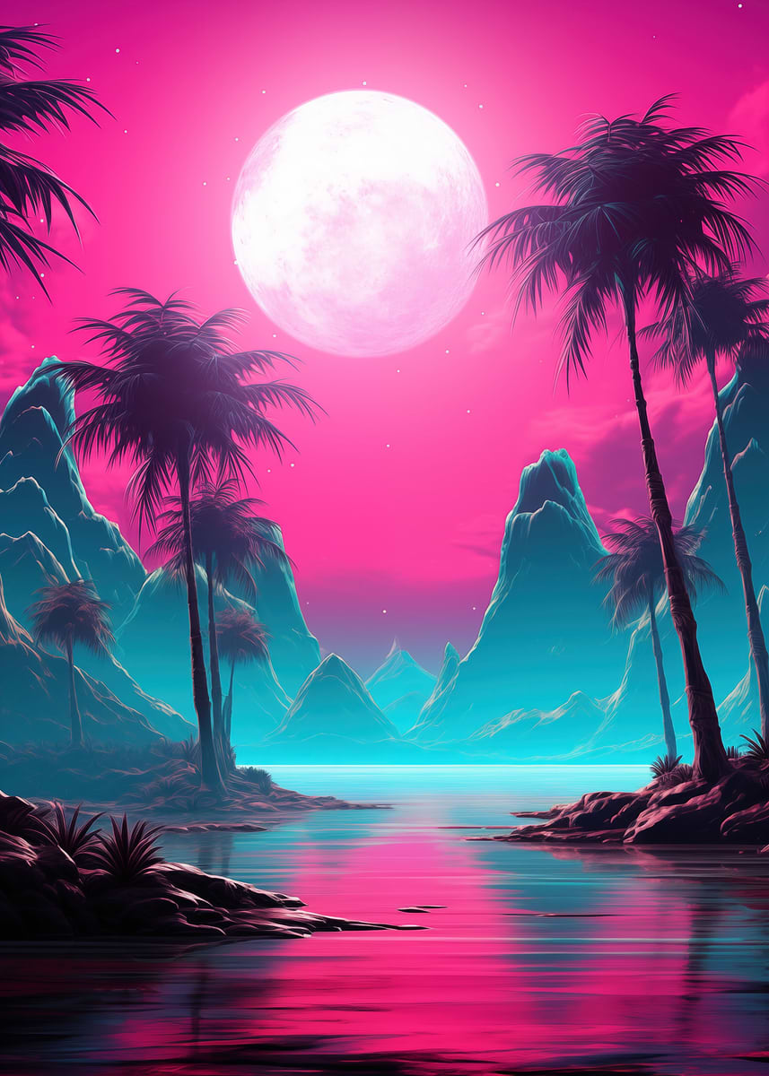 'Laser Chroma Cascade' Poster, picture, metal print, paint by MulletMonkey | Displate