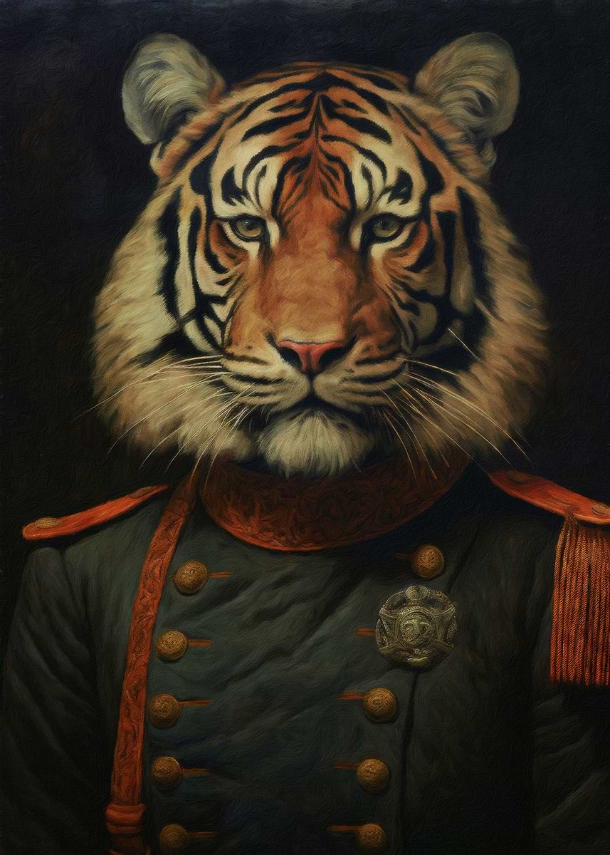 'Tiger officer' Poster, picture, metal print, paint by goljakoff | Displate