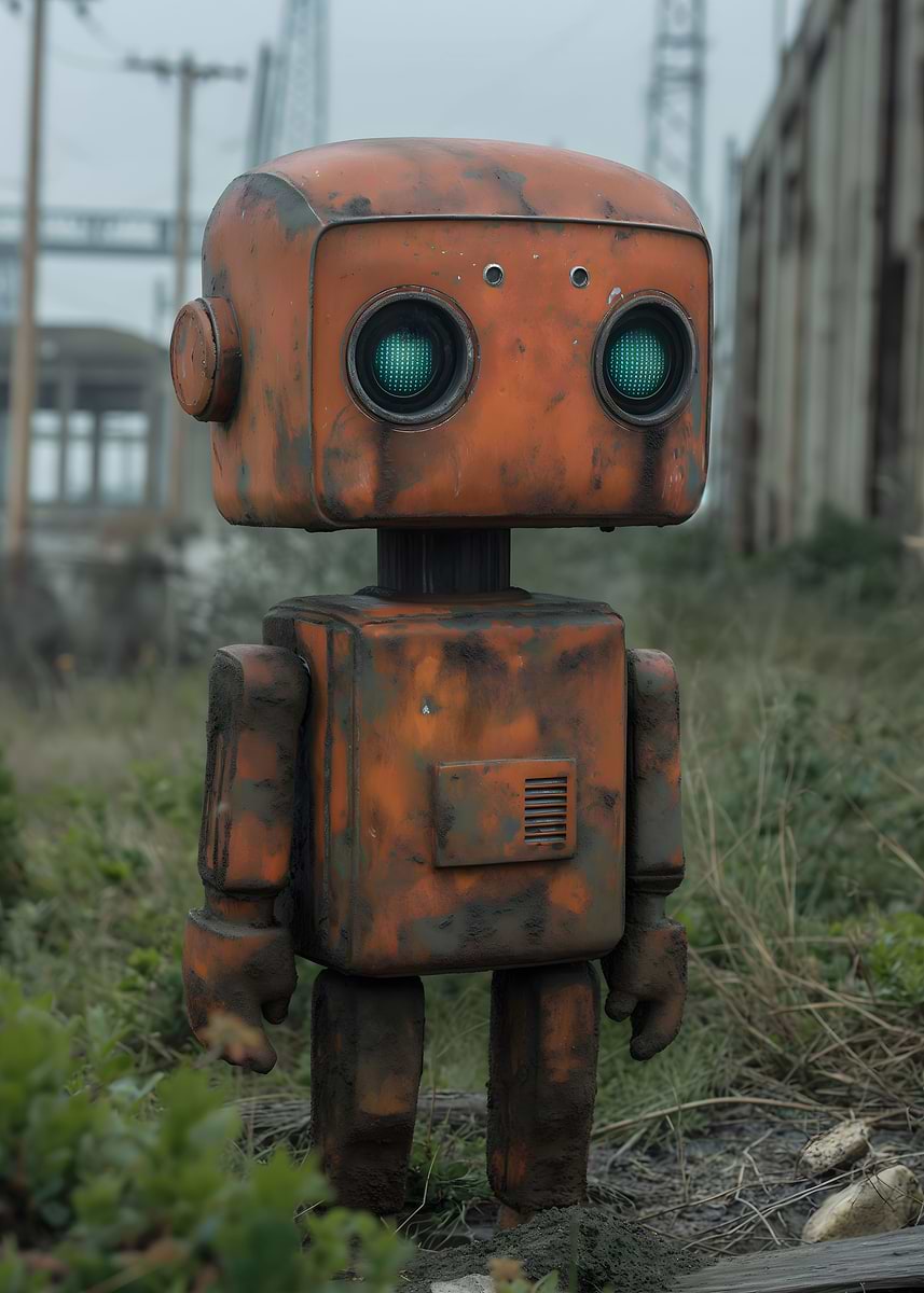 'Quirky Rusty Robot' Poster, picture, metal print, paint by David ...