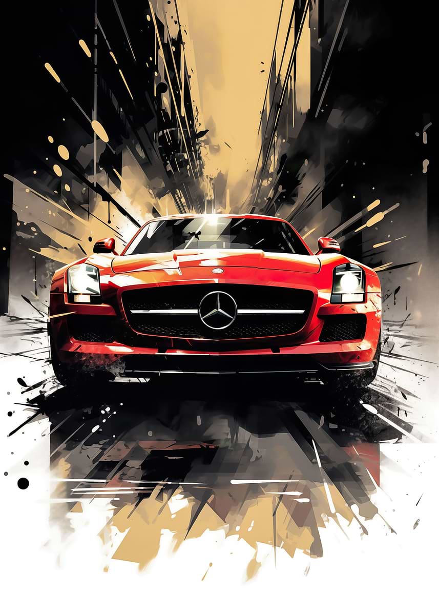 'Mercedes SLS AMG car' Poster, picture, metal print, paint by Roman ...