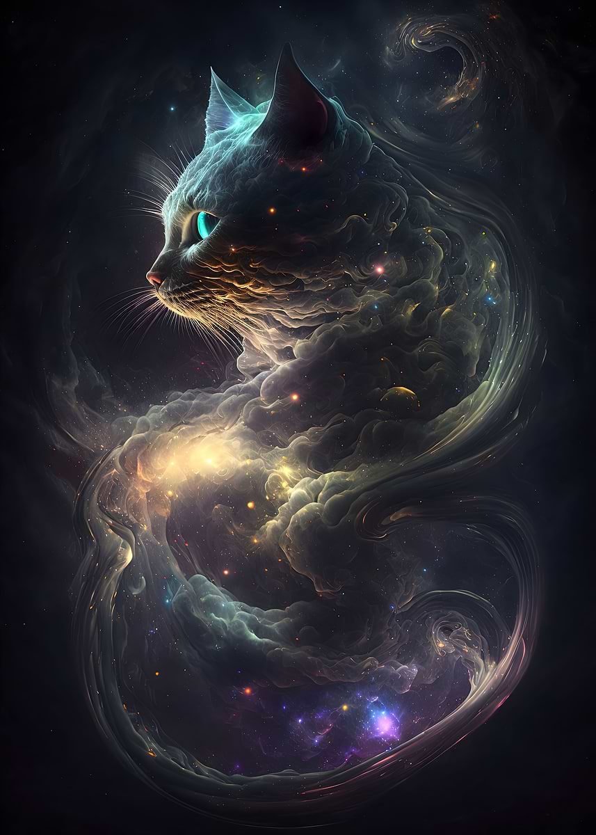'Cosmic Space Cat' Poster, picture, metal print, paint by ELYussArt ...