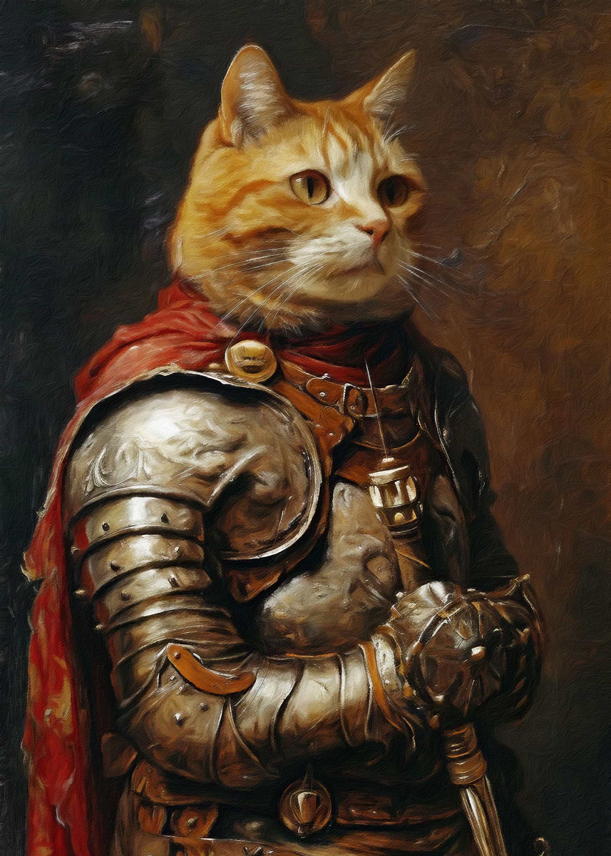 'Medieval cat' Poster, picture, metal print, paint by goljakoff | Displate