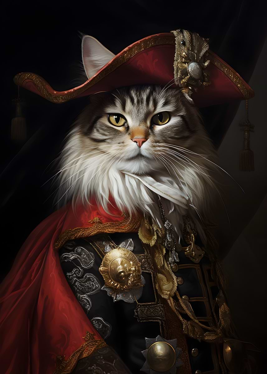 'Pirate Cat Portrait' Poster, picture, metal print, paint by Chris ...