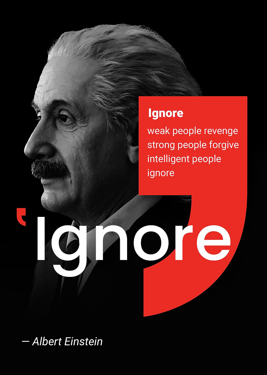 'Einstein quote ignore' Poster, picture, metal print, paint by Flizion ...