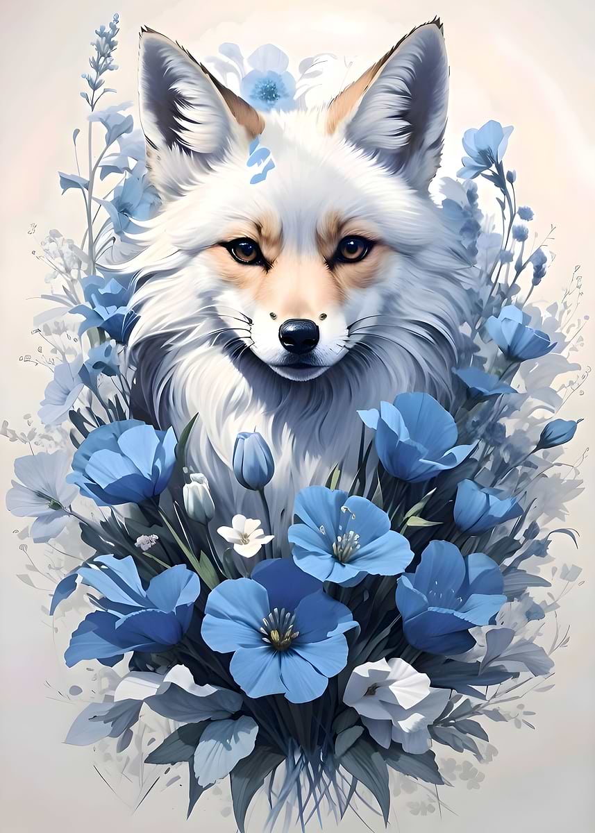 'white fox' Poster, picture, metal print, paint by Hawk Artwork | Displate
