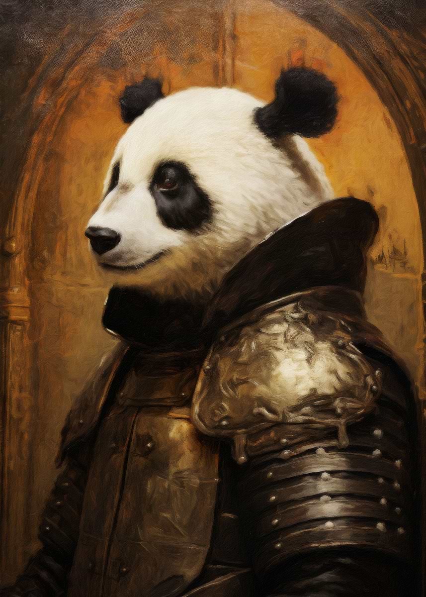 'Panda knight' Poster, picture, metal print, paint by goljakoff | Displate