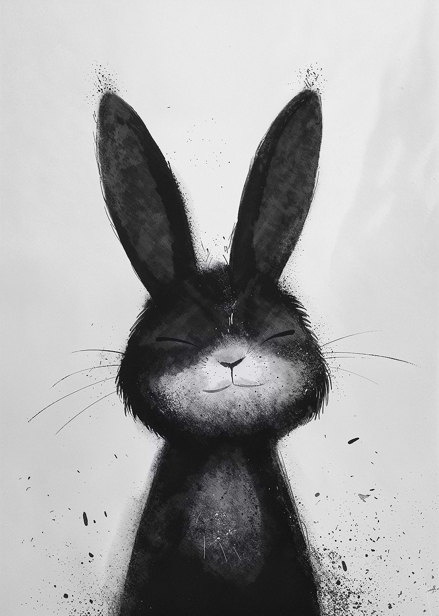 'Blissful Ink Bunny' Poster, picture, metal print, paint by Tomoo ...