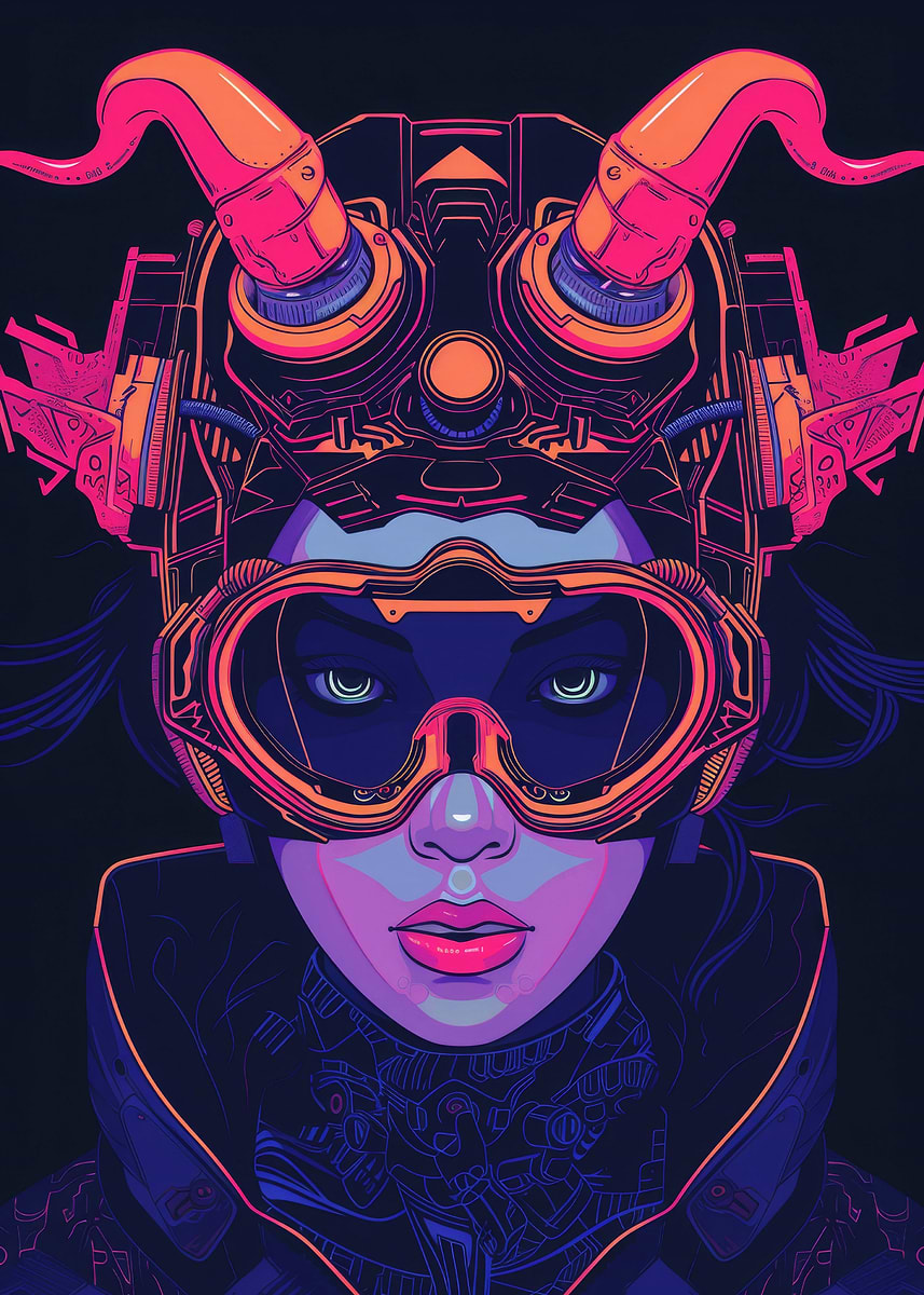 'Demon Cyberpunk Girl' Poster, picture, metal print, paint by Adam Reed ...