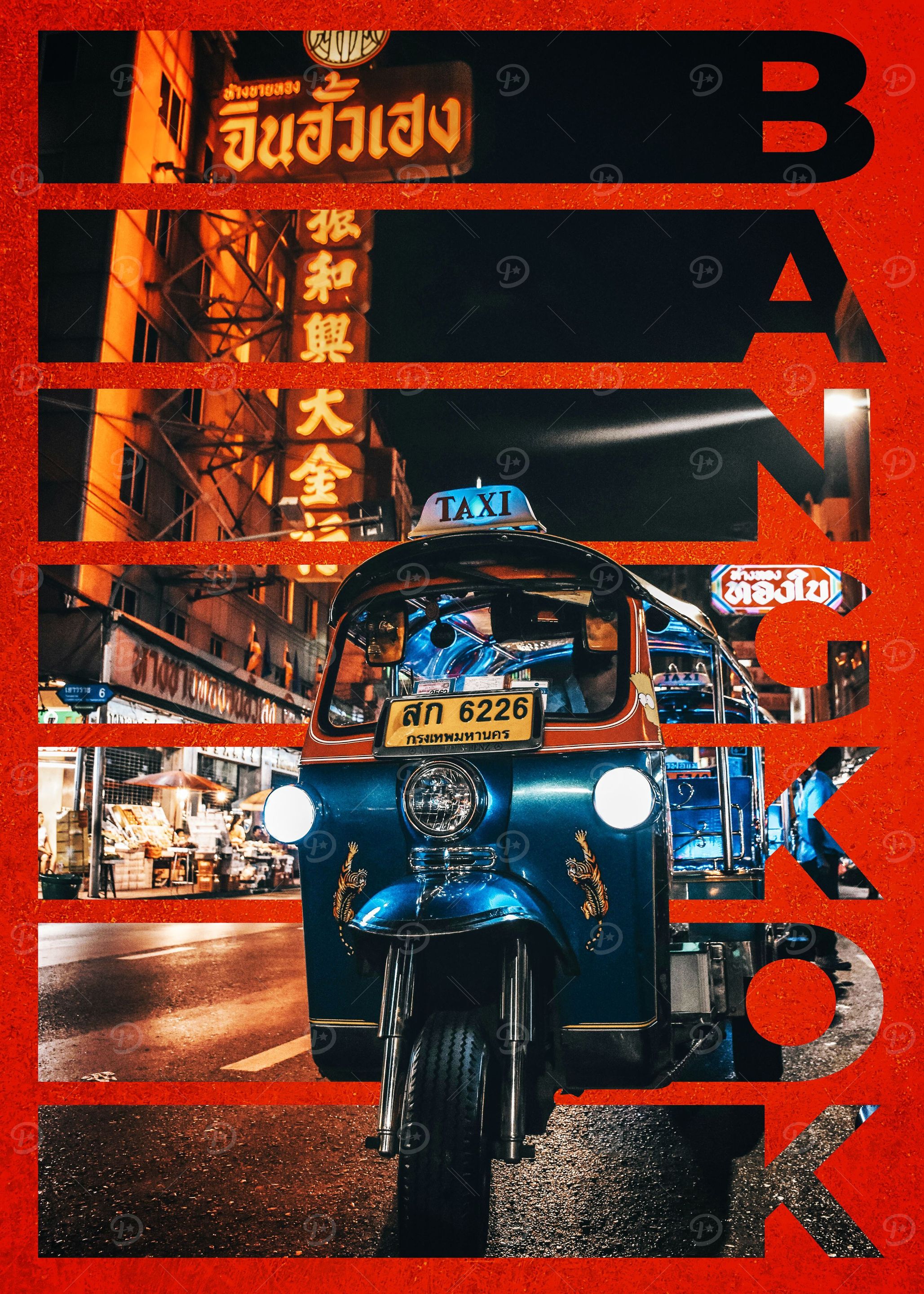 'Bangkok Poster' Poster, picture, metal print, paint by Mehdi | Displate