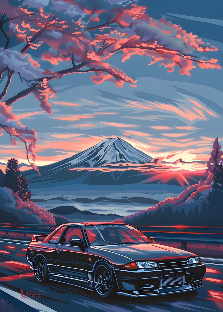 'Sunset Drive' Poster, picture, metal print, paint by MajopArt | Displate