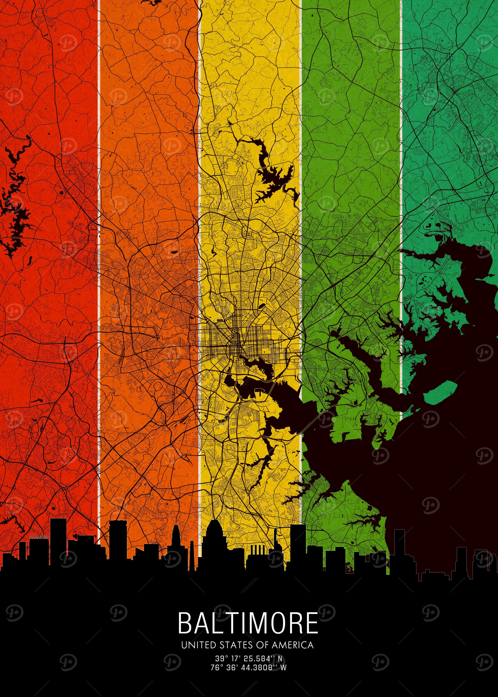 'Baltimore United States ' Poster, picture, metal print, paint by ...
